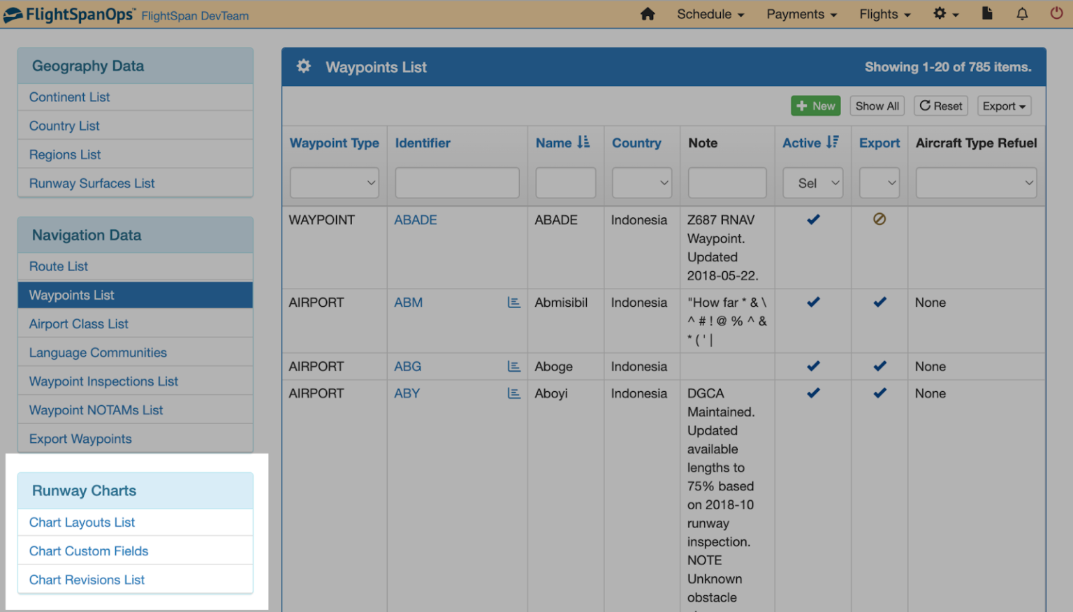 Runway and LZ Chart Management – FlightSpan Documentation