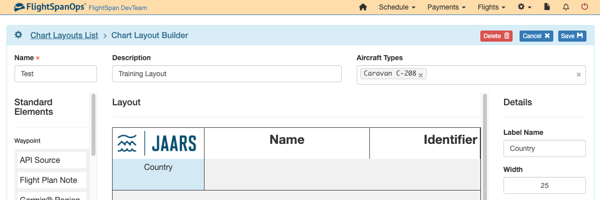 Creating the Chart Layout – FlightSpan Documentation