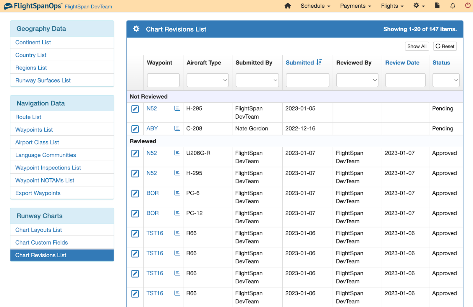 Runway and LZ Chart Management – FlightSpan Documentation