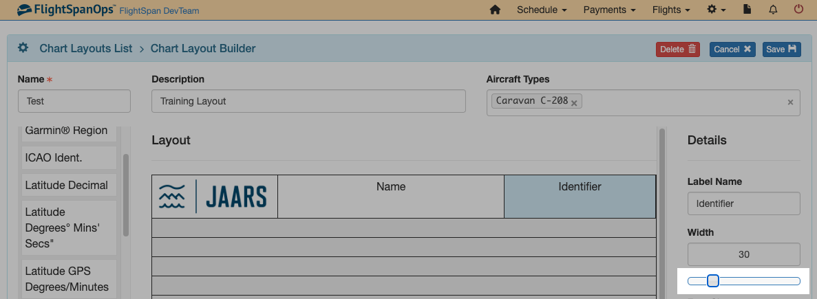 Creating the Chart Layout – FlightSpan Documentation