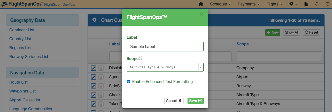 Chart Custom Elements – FlightSpan Documentation
