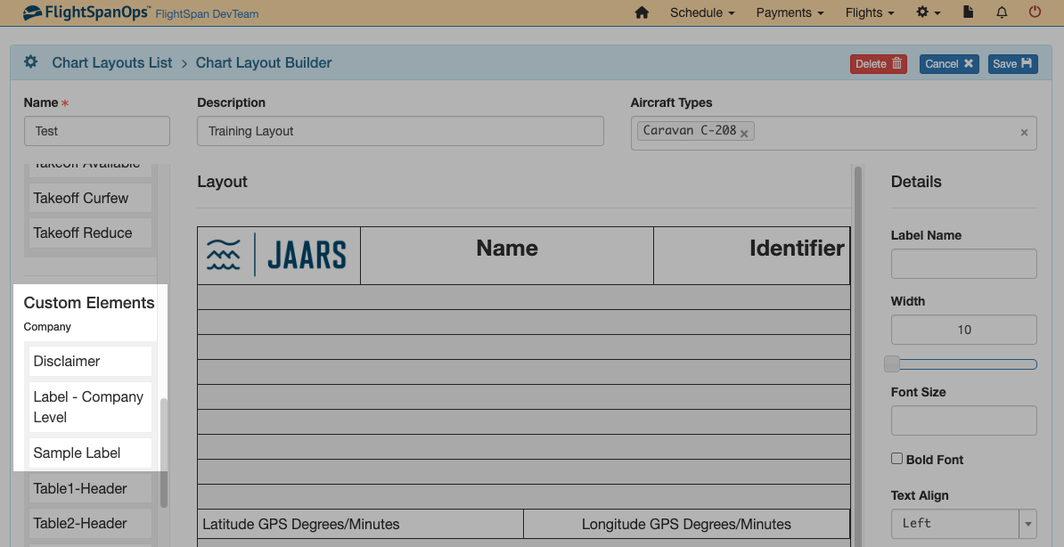 Chart Custom Elements – FlightSpan Documentation
