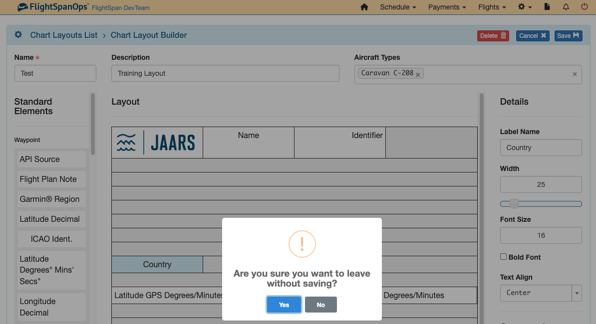 Creating the Chart Layout – FlightSpan Documentation