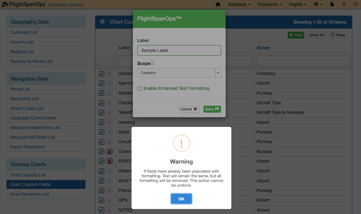 Chart Custom Elements – FlightSpan Documentation
