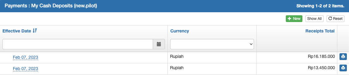 Cash Deposits Page – FlightSpan Documentation