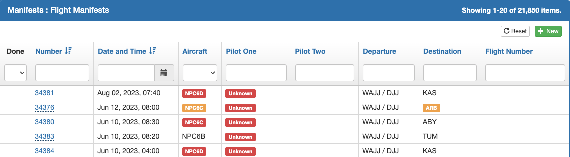 Manifest List – FlightSpan Documentation