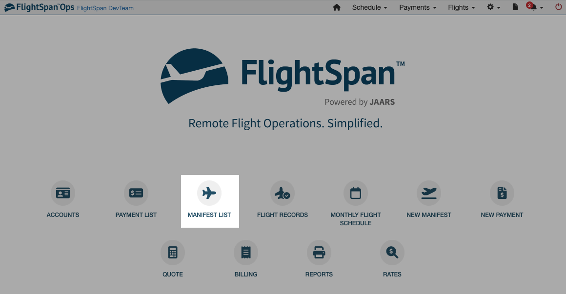 Manifest List – FlightSpan Documentation