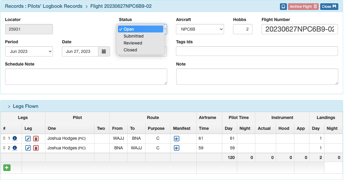 Pilot Logbook – FlightSpan Documentation
