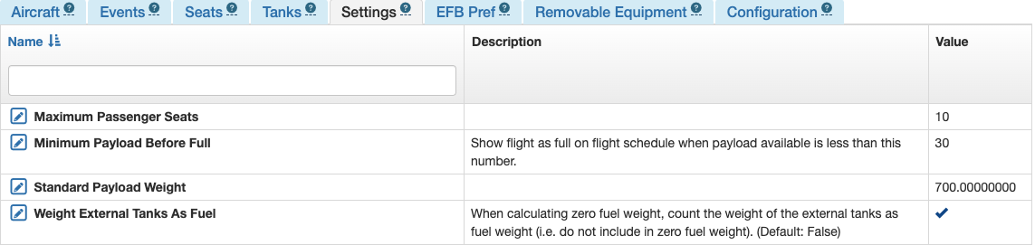 Aircraft Type Settings – FlightSpan Documentation