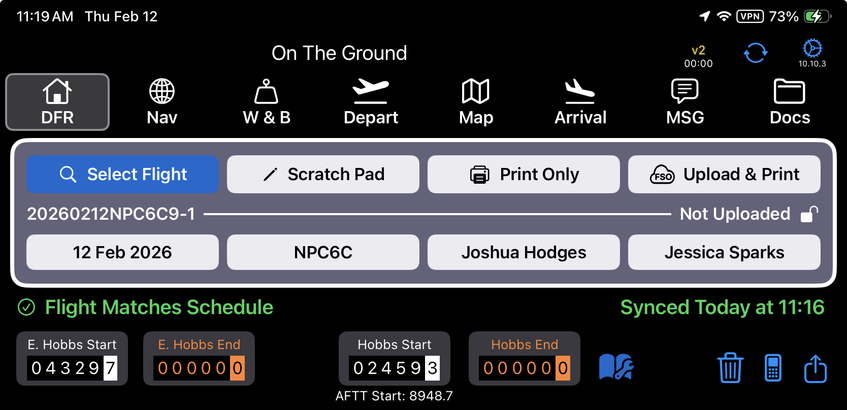 Aircraft and Crew; Hobbs and Maintenance Status – FlightSpan Documentation